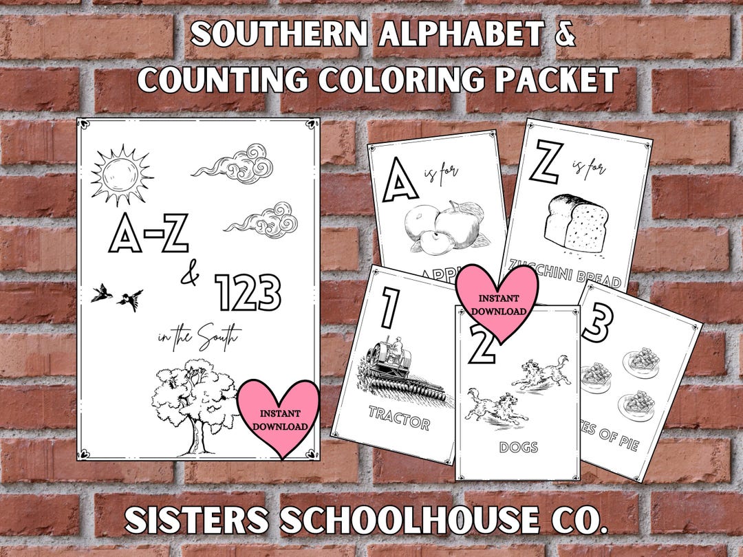 Southern Alphabet & Counting Coloring Packet- Alphabet Coloring Pages ...