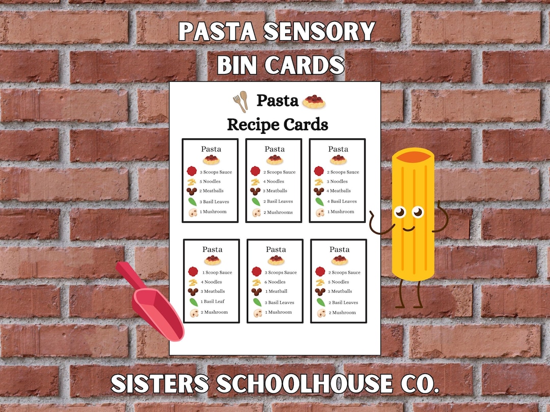 Pasta Sensory Bin Recipe Cards: DIY Interactive Activity (PDF Download ...