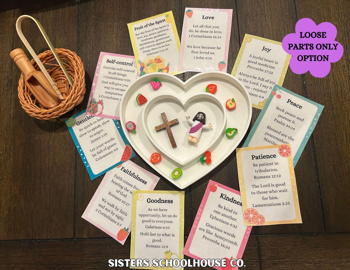 NEW LOOK Fruit of the Spirit Sensory Bin Kit: Bible Verse Cards ...