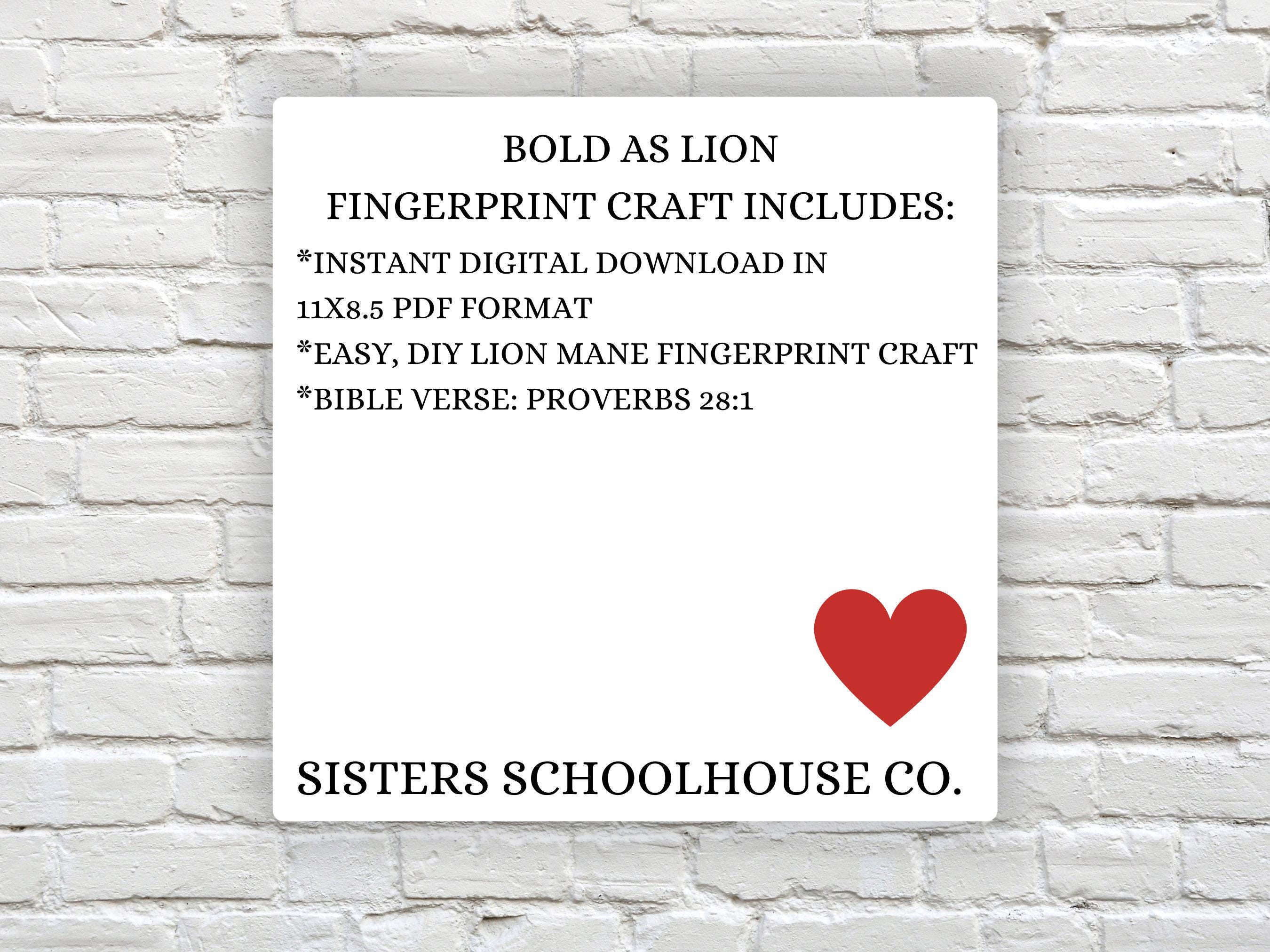 Bold as a Lion Fingerprint Craft - Religious Fingerprint Craft - Bible ...