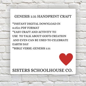 Creation Handprint Craft – Genesis 1:31, Sunday School (PDF) - Etsy