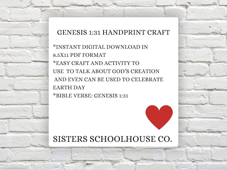 Creation Handprint Craft – Genesis 1:31, Sunday School (PDF) - Etsy