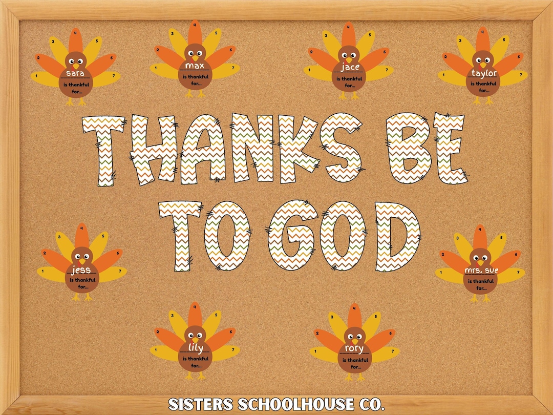 Thanks Be to God Turkey Sunday School Door/bulletin Board Décor PDF ...