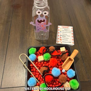 Feed the LOVE MONSTER Sensory Bin Kit: Montessori Play, Action Cards ...