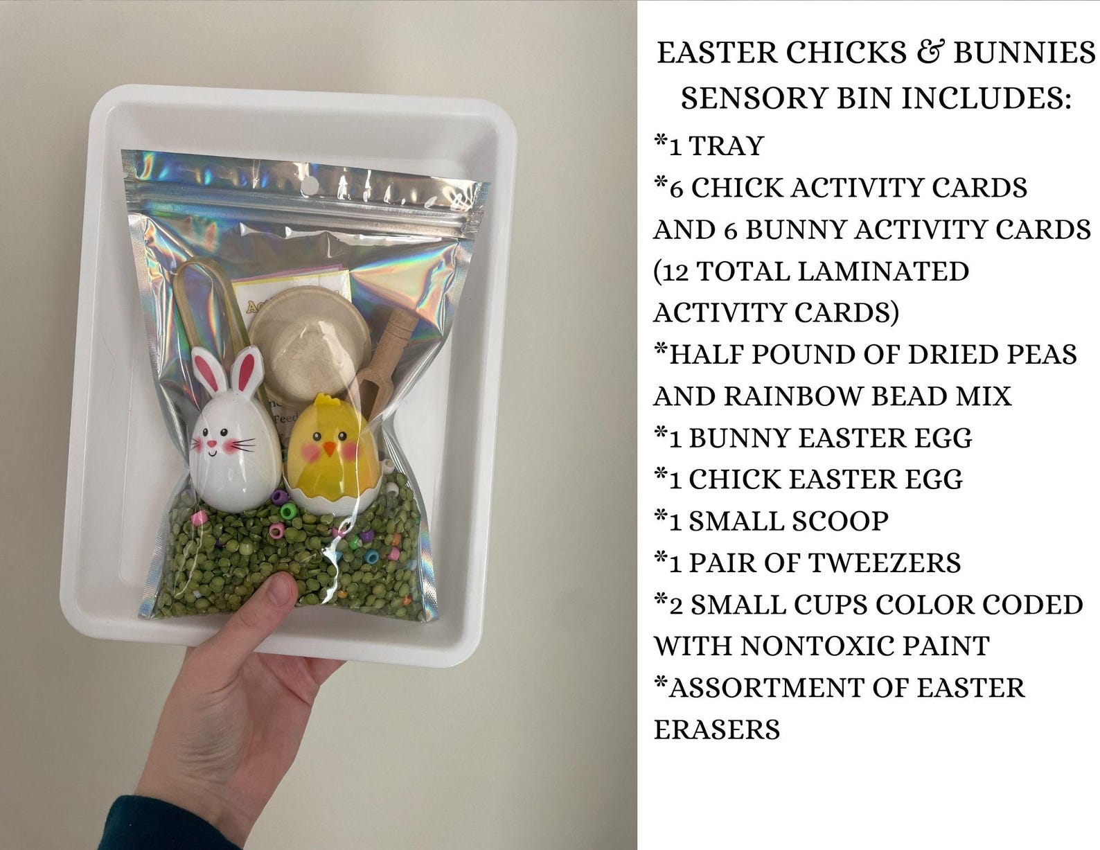 Easter Baby Chicks and Bunnies Sensory Bin Kit: Montessori Activity ...