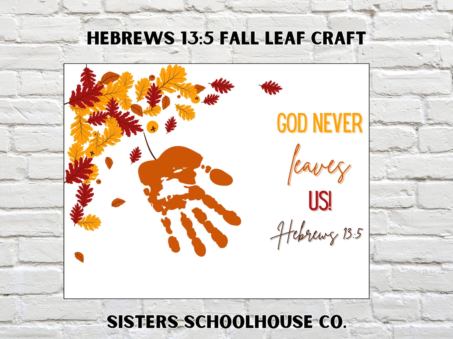 Christian Fall Leaf Handprint Craft - Hebrews 13:5 (PDF Download) - Etsy