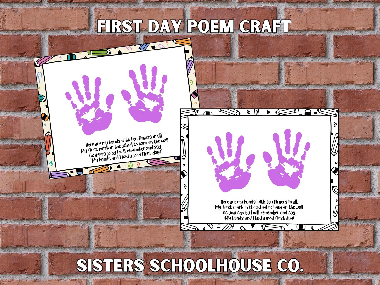 First Day of School Poem Handprint Craft: DIY Keepsake Photo Prop (PDF ...