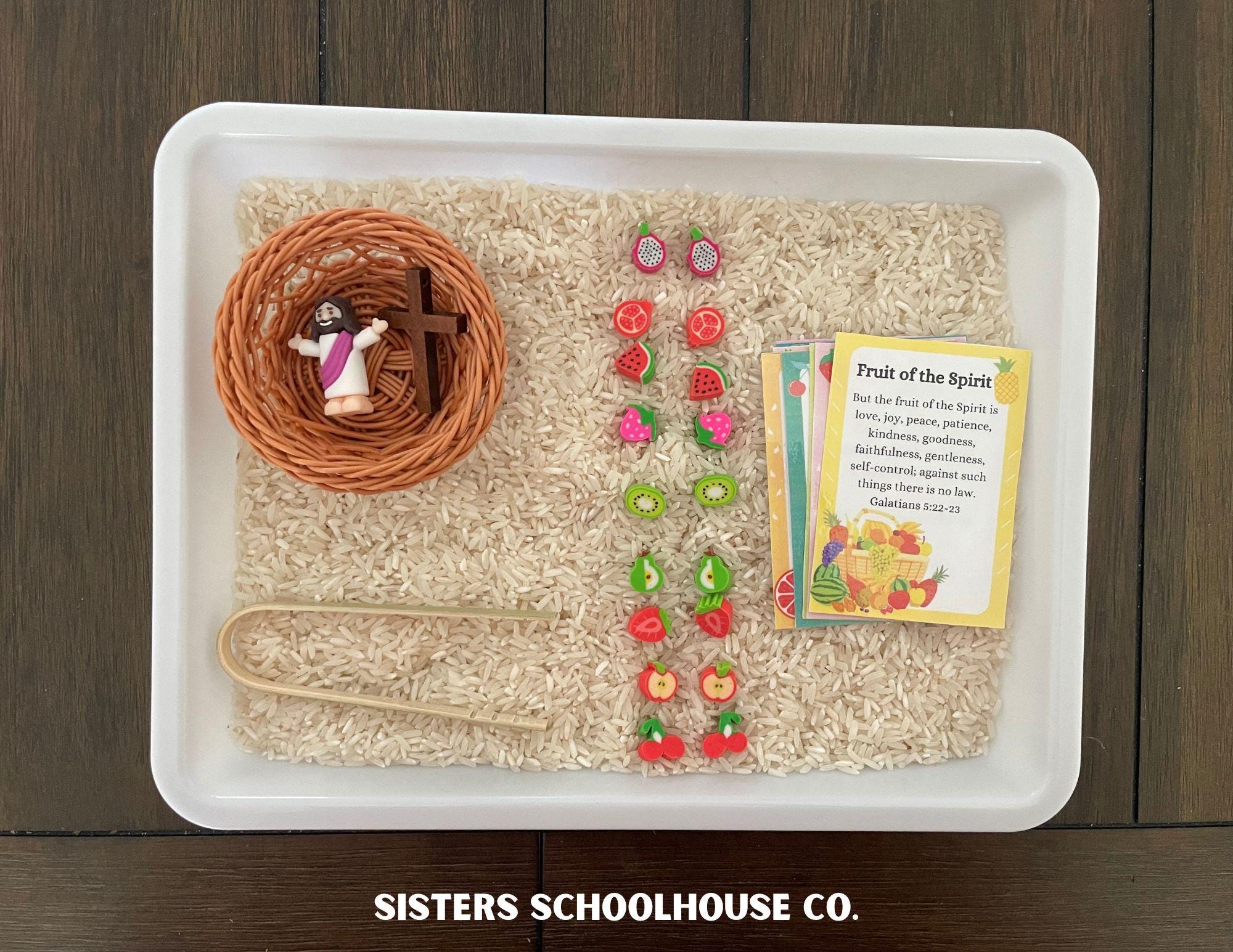 Fruit of the Spirit Sensory Bin Kit: Bible Verse Cards, Montessori Play ...