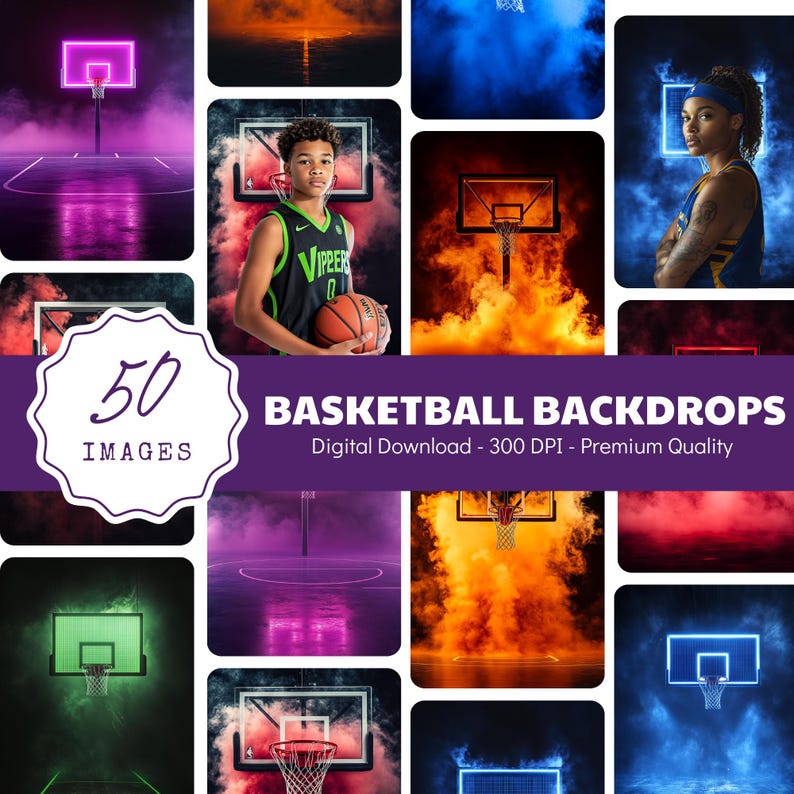 50 Basketball Digital Backdrops for Sports Photography, Basketball ...
