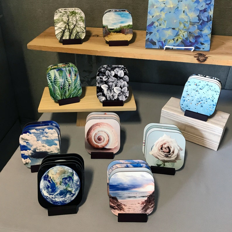 NASA Earth and Moon Coasters Set of 4 Photography Unique | Etsy