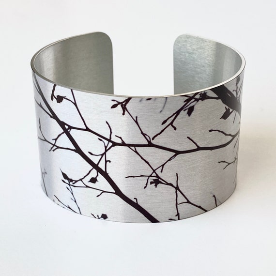 Nature Photography Bird Bracelet Statement Cuff Silver - Etsy