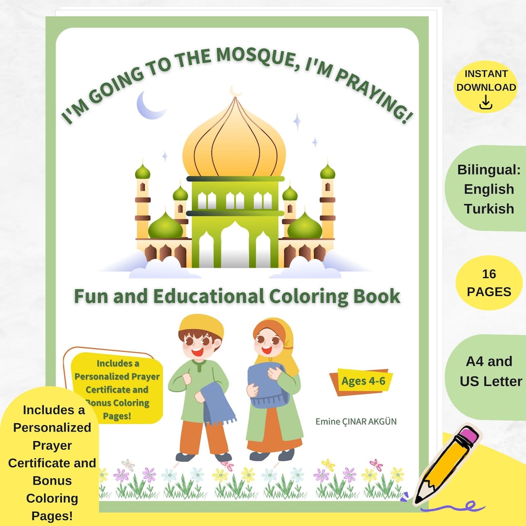 Islamic Coloring Book, Muslim Kids Ramadan Activiyt, Mosque Visit ...