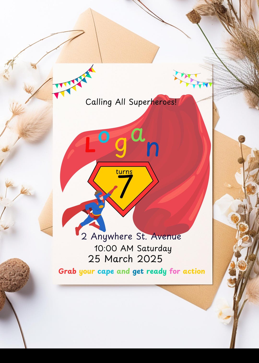 Editable Superman Theme Birthday Card Digital - Etsy