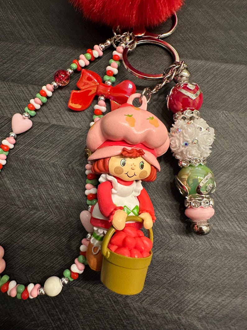 Strawberry Shortcake Beaded Junk Keychain, Bag Charm - Etsy