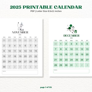 2025 Calendar Printable | Cute Cat Calendar Wall Calendar Monthly ...