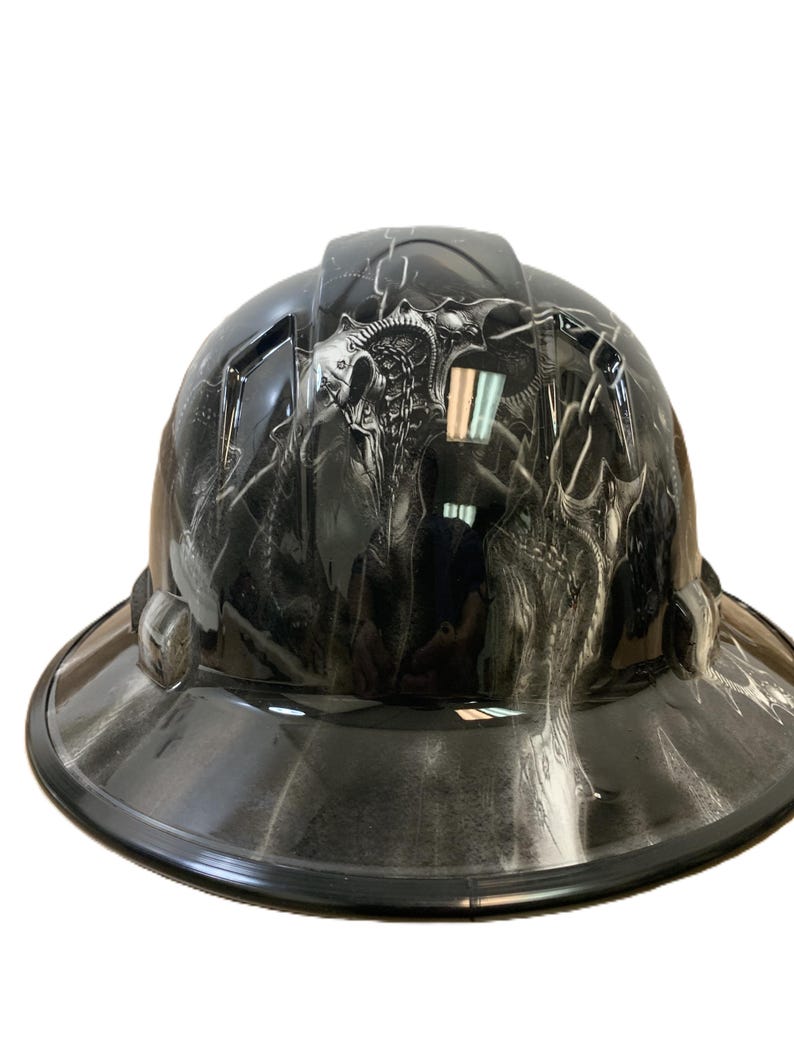 Custom Hydro Dipped Hard Hat – Dungeon Skull Design | Full Brim Safety ...