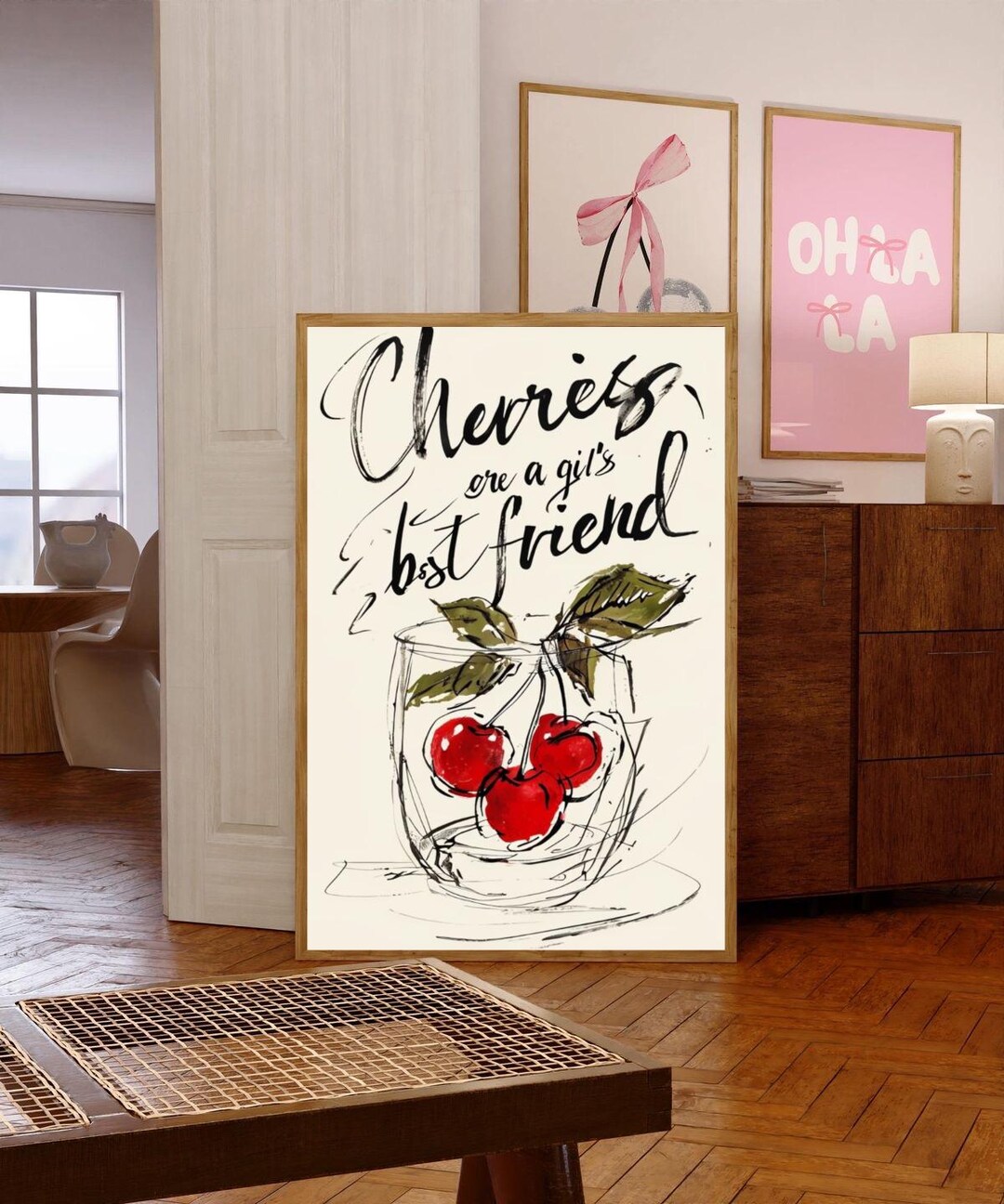 Cherries Are a Girls Best Friend Wall Art, Trendy Stylish Poster Decor ...