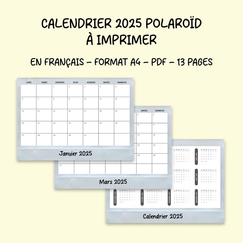 POLA 2025 Calendar to Print - French - Monday - PDF - Etsy Australia