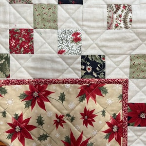 Poinsettia Plaza Four Patch Table Runner - Etsy