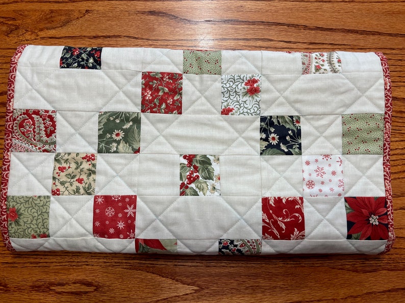 Poinsettia Plaza Four Patch Table Runner - Etsy