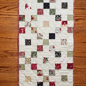 Poinsettia Plaza Four Patch Table Runner - Etsy