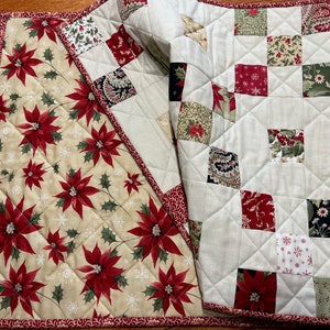 Poinsettia Plaza Four Patch Table Runner - Etsy