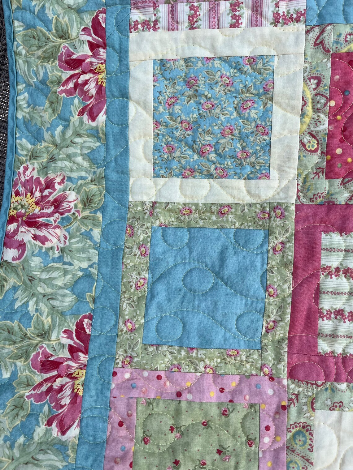 April Cornell Fabrics Floral Handmade Quilted Lap Couch Quilt - Etsy