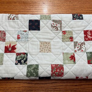Poinsettia Plaza Four Patch Table Runner - Etsy
