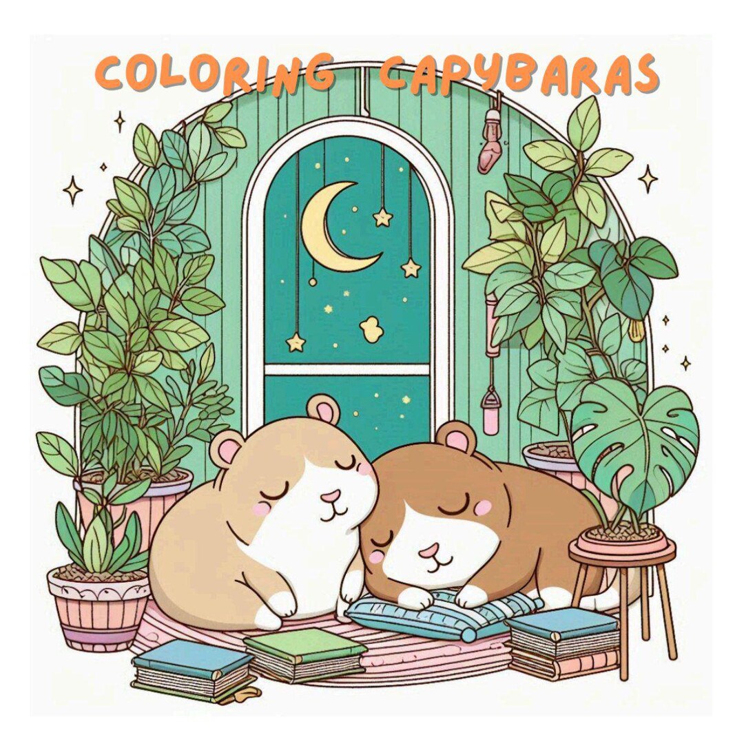 File of 50 Pages of Cute Capybaras to Download and Color, Create Your ...