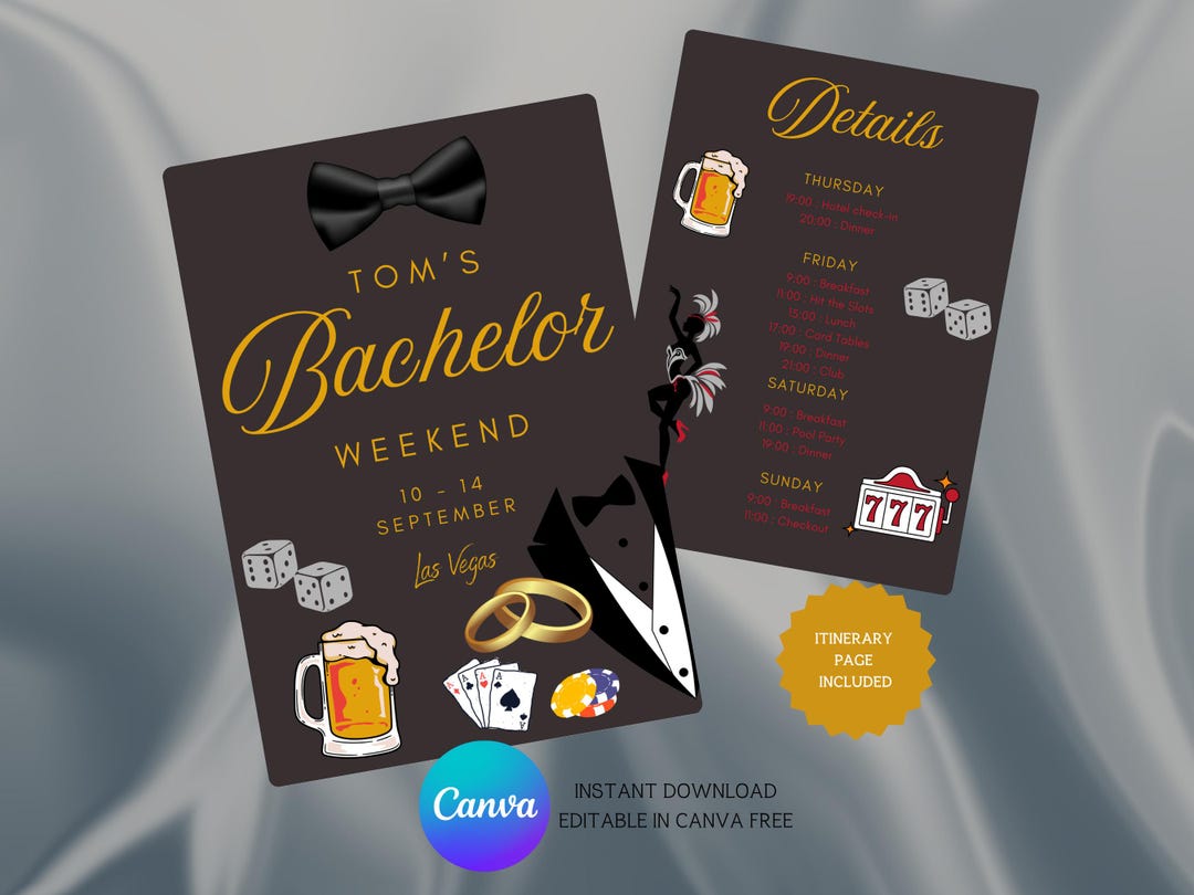Digital Bachelor Invitation, Las Vegas Bachelor Party Invitation and ...