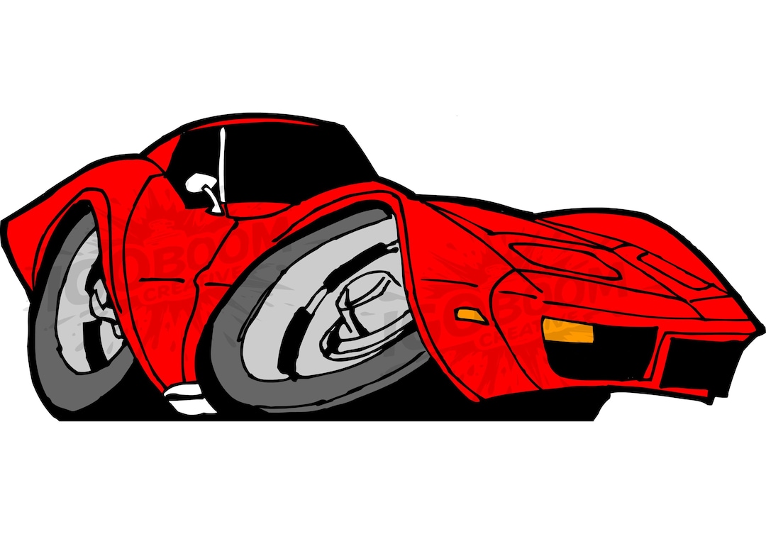 C3 Chevrolet Chevy Corvette White Stingray 1969-1982 Cartoon Vector ...