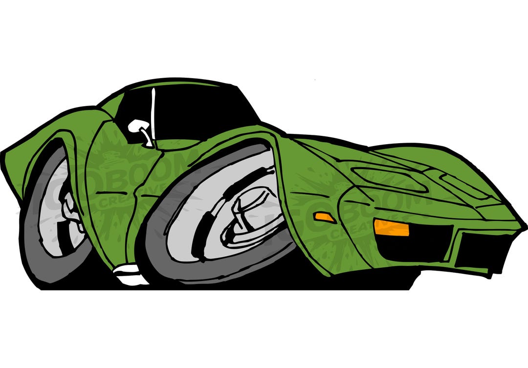 Green C3 Corvette Cartoon: 1974-1979 Vector Art (SVG) - Etsy