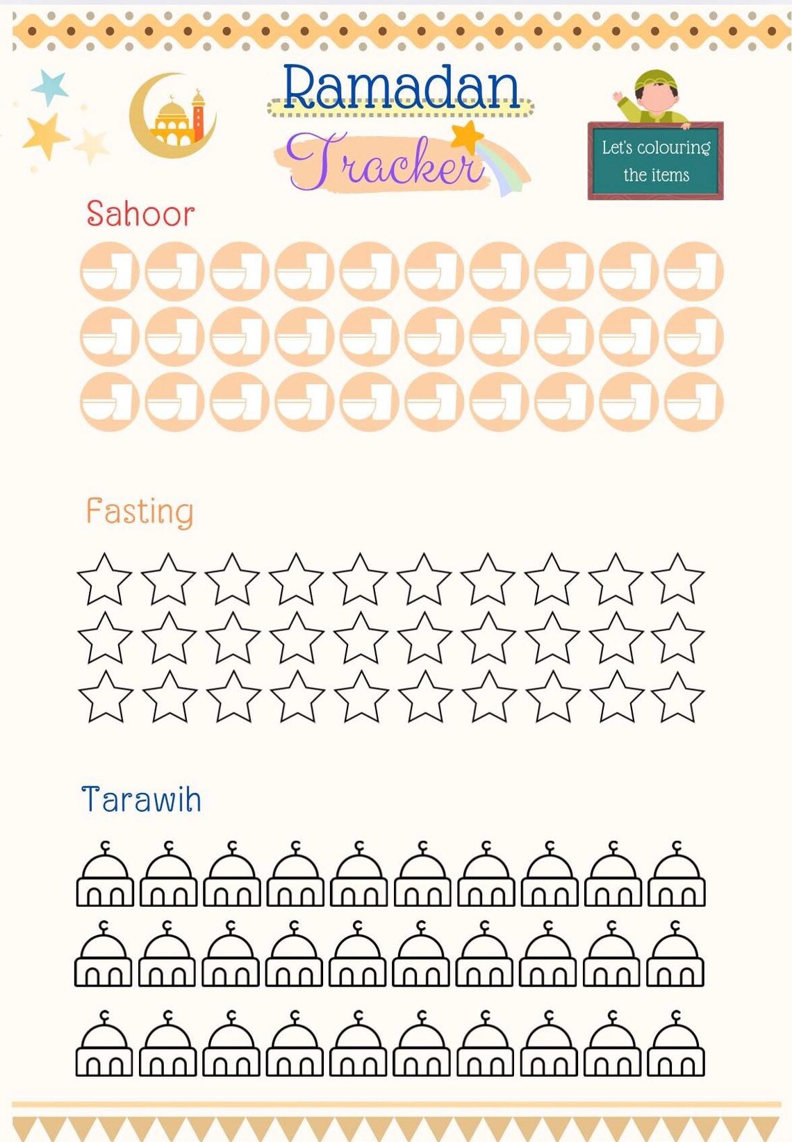 Digital Children’s Ramadan Tracker, Suhoor, Fasting and Tarawih Tracker ...