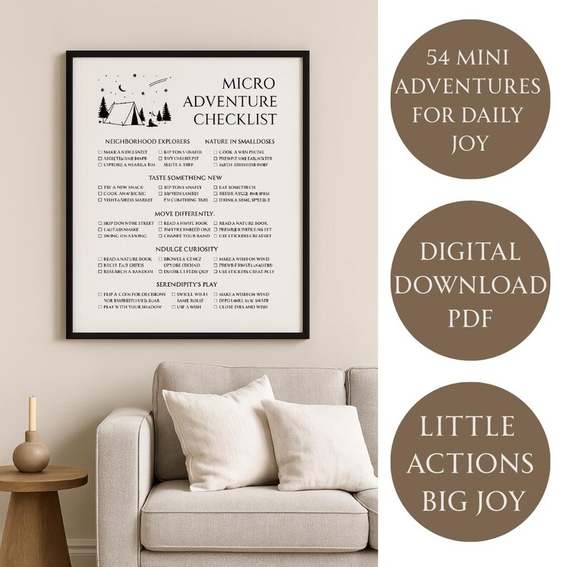 Micro Adventure Checklist | Printable Poster | Black and White Art ...