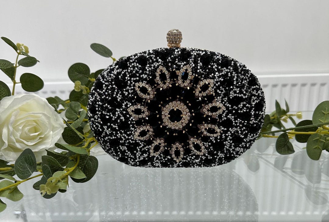 Crystal Bag, Wedding Bag, Prom Bag, Black Clutch, Wedding Clutch - Etsy