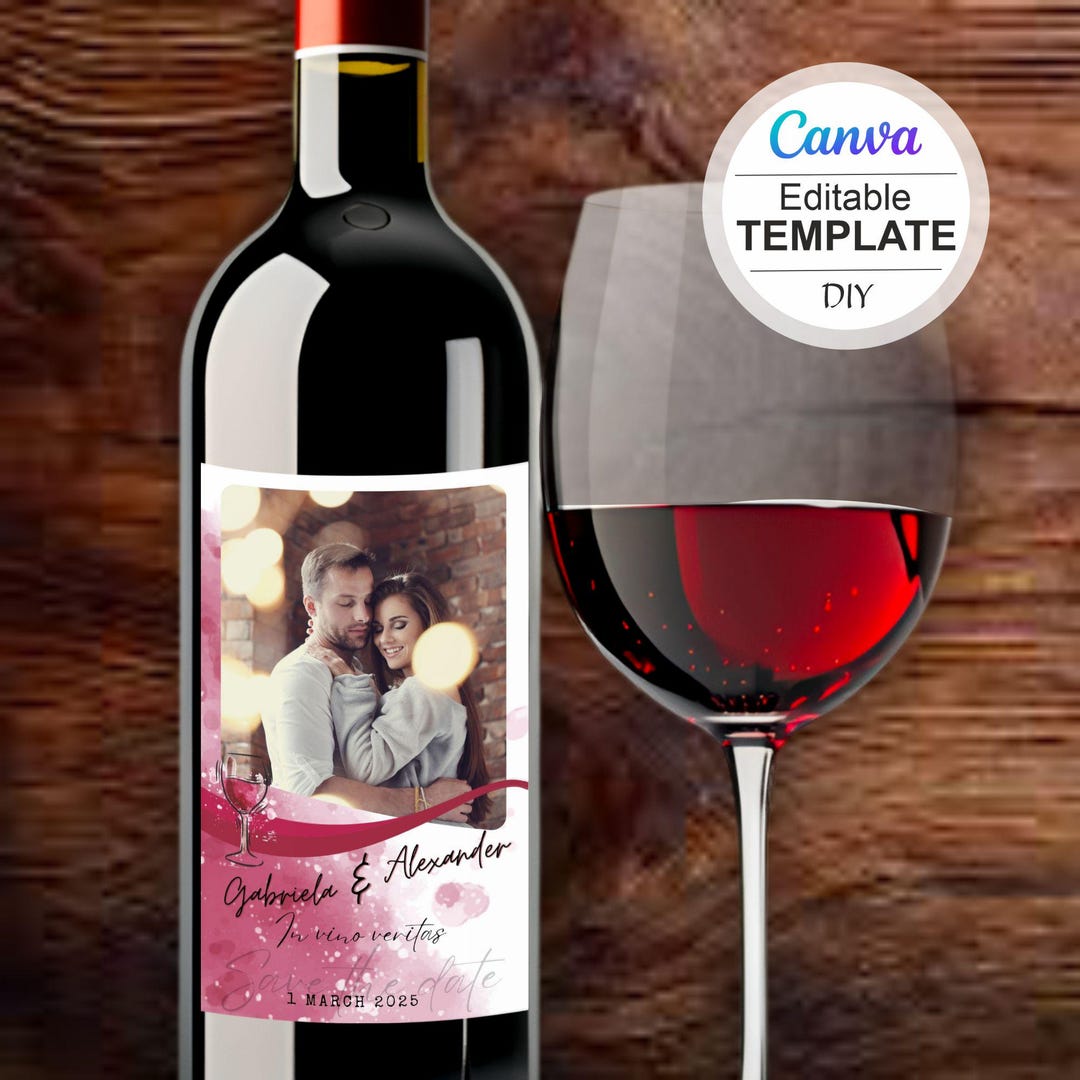 Wine Label Template, Wedding Gift Label, Personalized Wine Label ...
