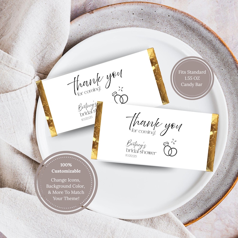 Candy Wrappers: Editable Bridal Shower Favors (printable Template) - Etsy