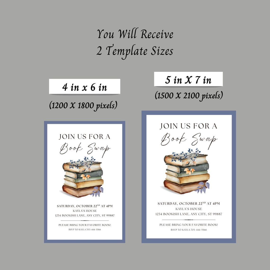 Book Swap Invitation: Book Club Party Invite (digital Template) 4x6 ...