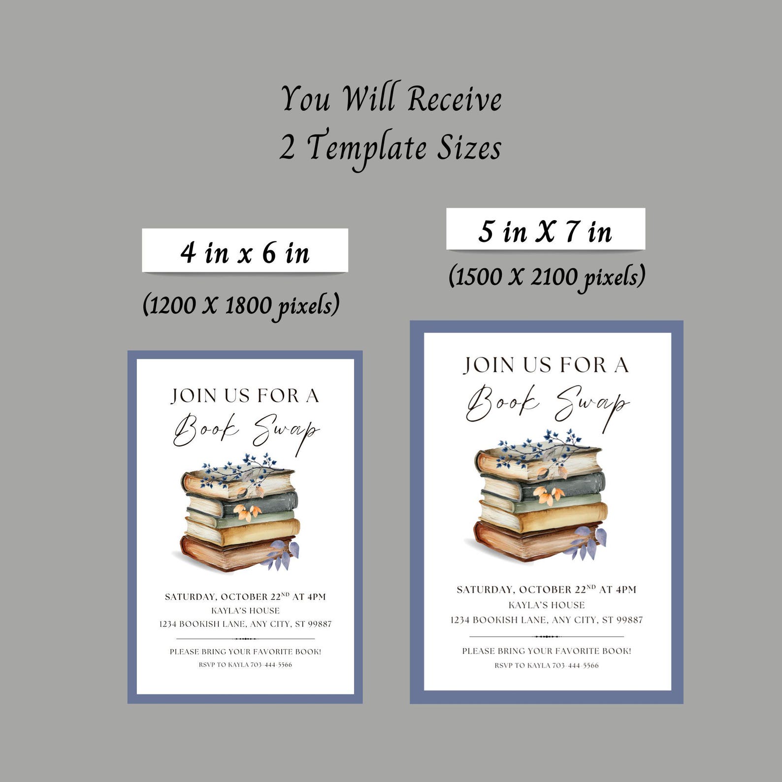 Book Swap Invitation: Book Club Party Invite (digital Template) 4x6 ...