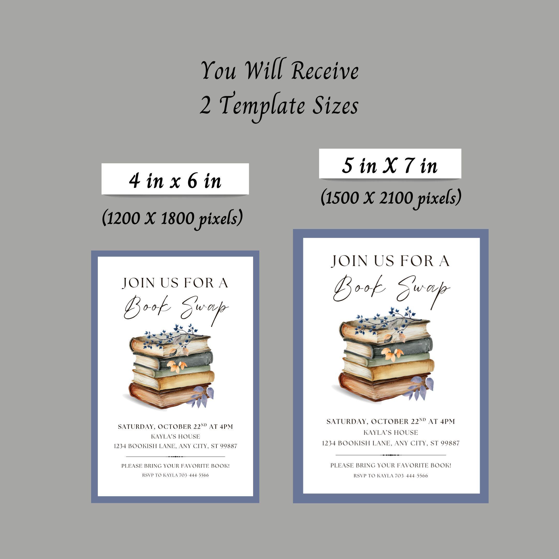 Book Swap Invitation: Book Club Party Invite (digital Template) 4x6 ...