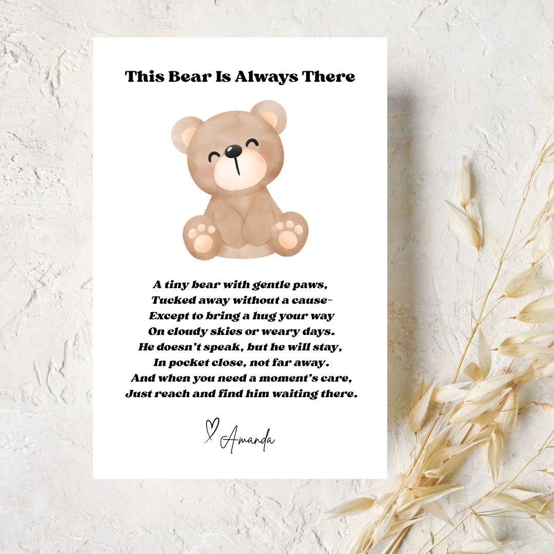 Pocket Bear Card Pocket Hug Template Pocket Bear Hug Pocket Hug Card ...