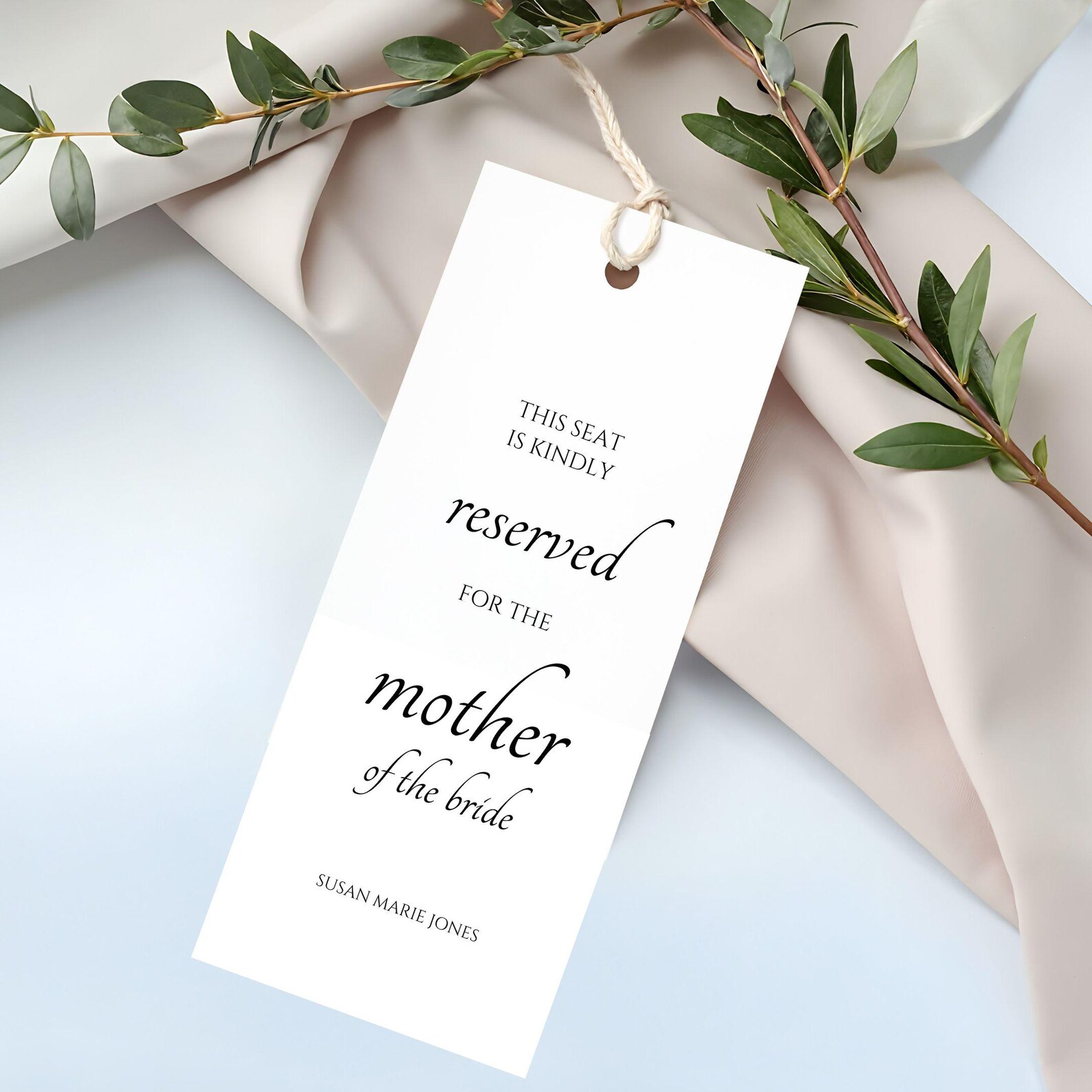 Custom Wedding Sign: Editable Reserved Seat Tag (printable Template ...