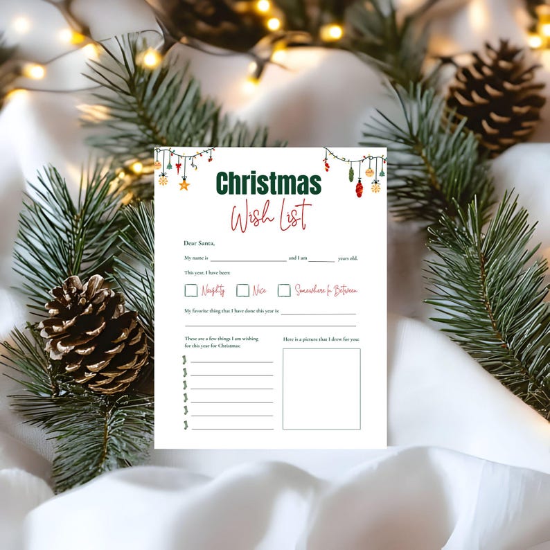 Christmas Wish List: Editable Letter to Santa (printable Template) 8x10 ...