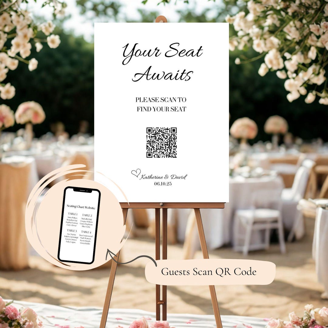 Wedding Seating Chart Sign QR Code Wedding Seating Chart Seating Chart ...
