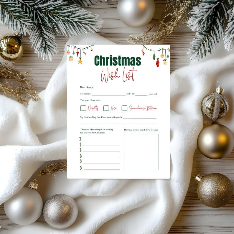 Christmas Wish List: Editable Letter to Santa (printable Template) 8x10 ...