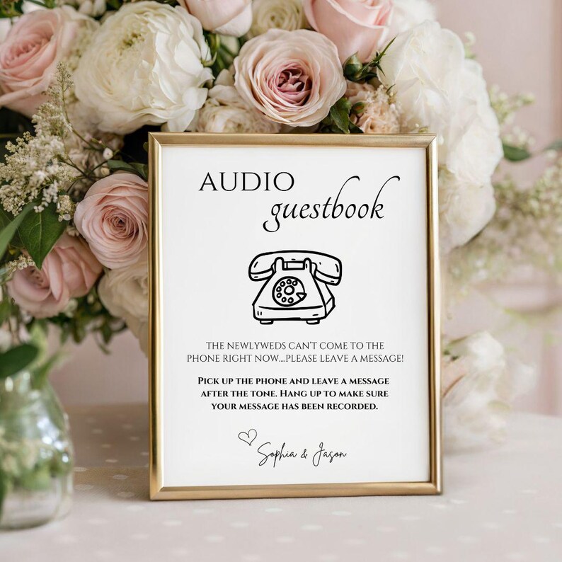 Audio Guestbook Sign: Editable Wedding Signage (printable Template) 5x7 ...