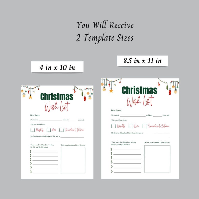 Christmas Wish List: Editable Letter to Santa (printable Template) 8x10 ...