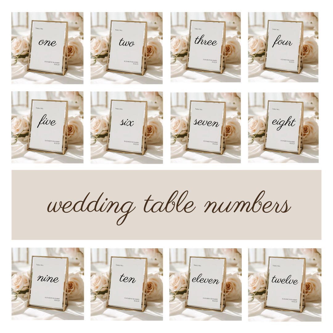 Wedding Table Numbers: Editable Wedding Signage (printable Template ...
