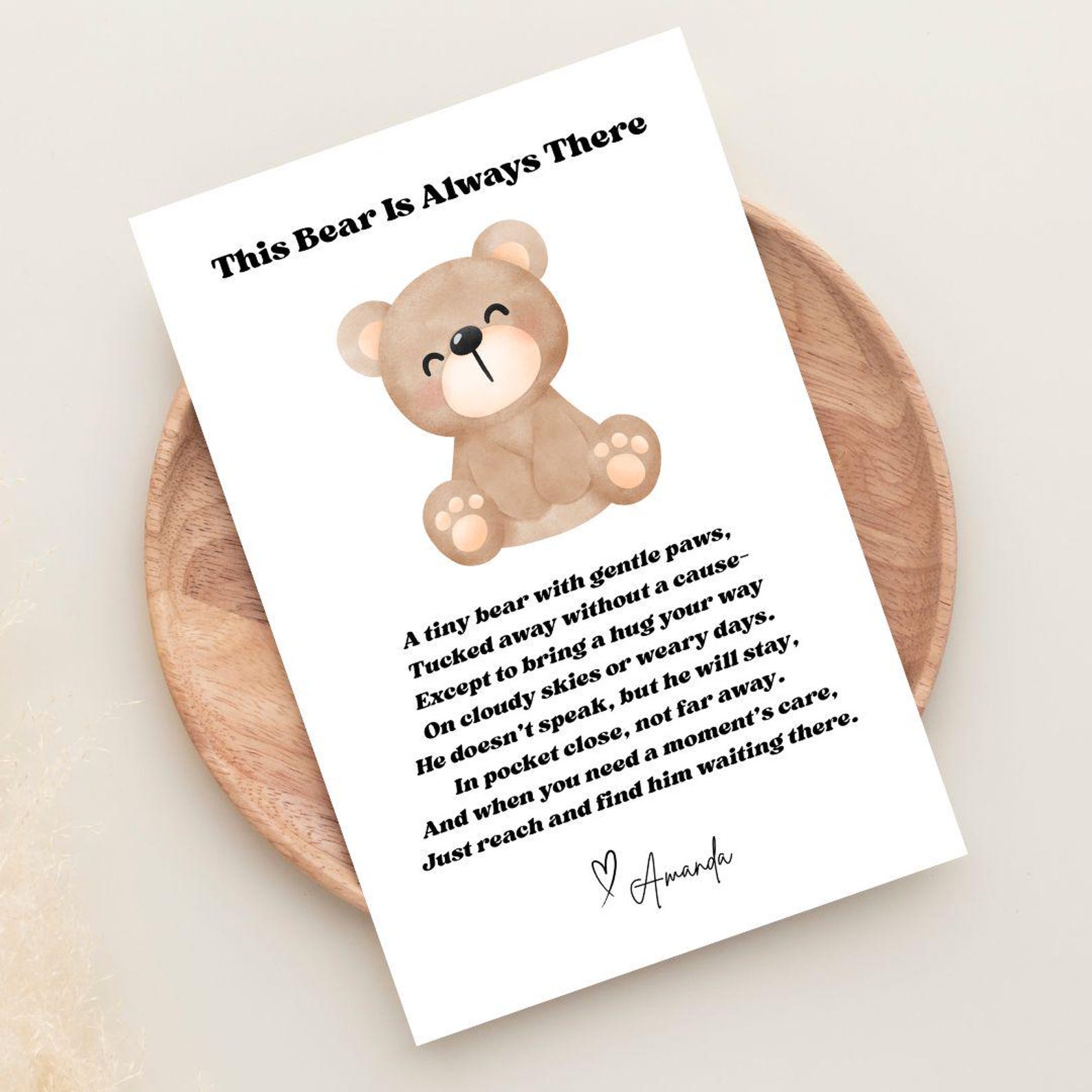 Pocket Bear Card Pocket Hug Template Pocket Bear Hug Pocket Hug Card ...
