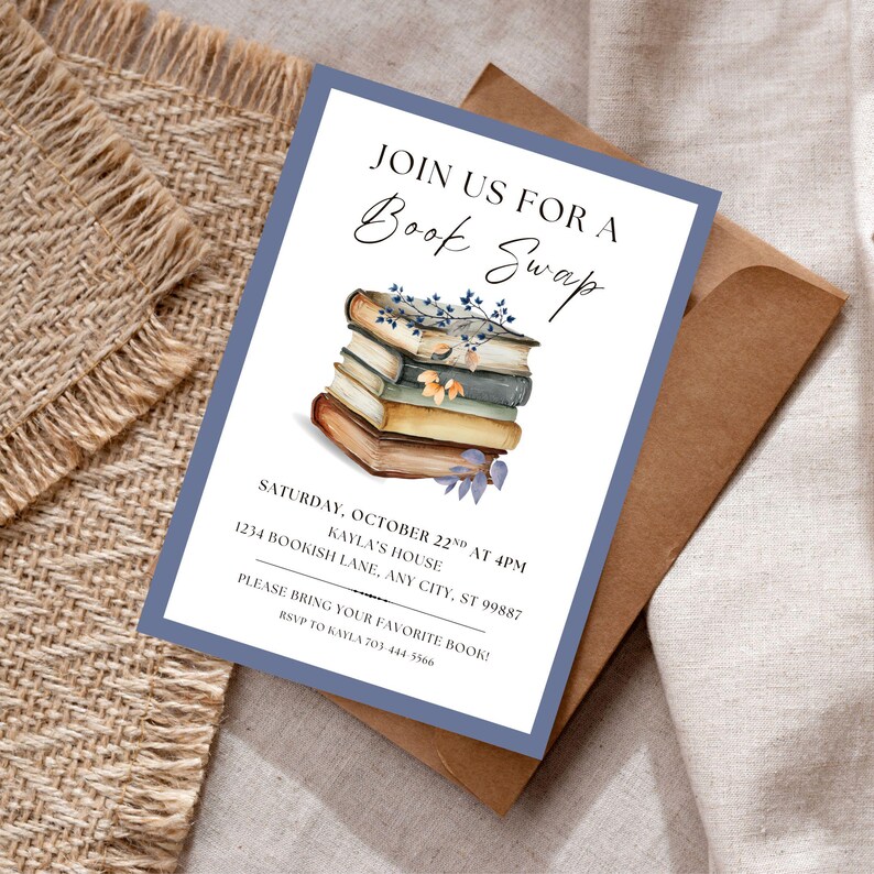 Book Swap Invitation: Book Club Party Invite (digital Template) 4x6 ...